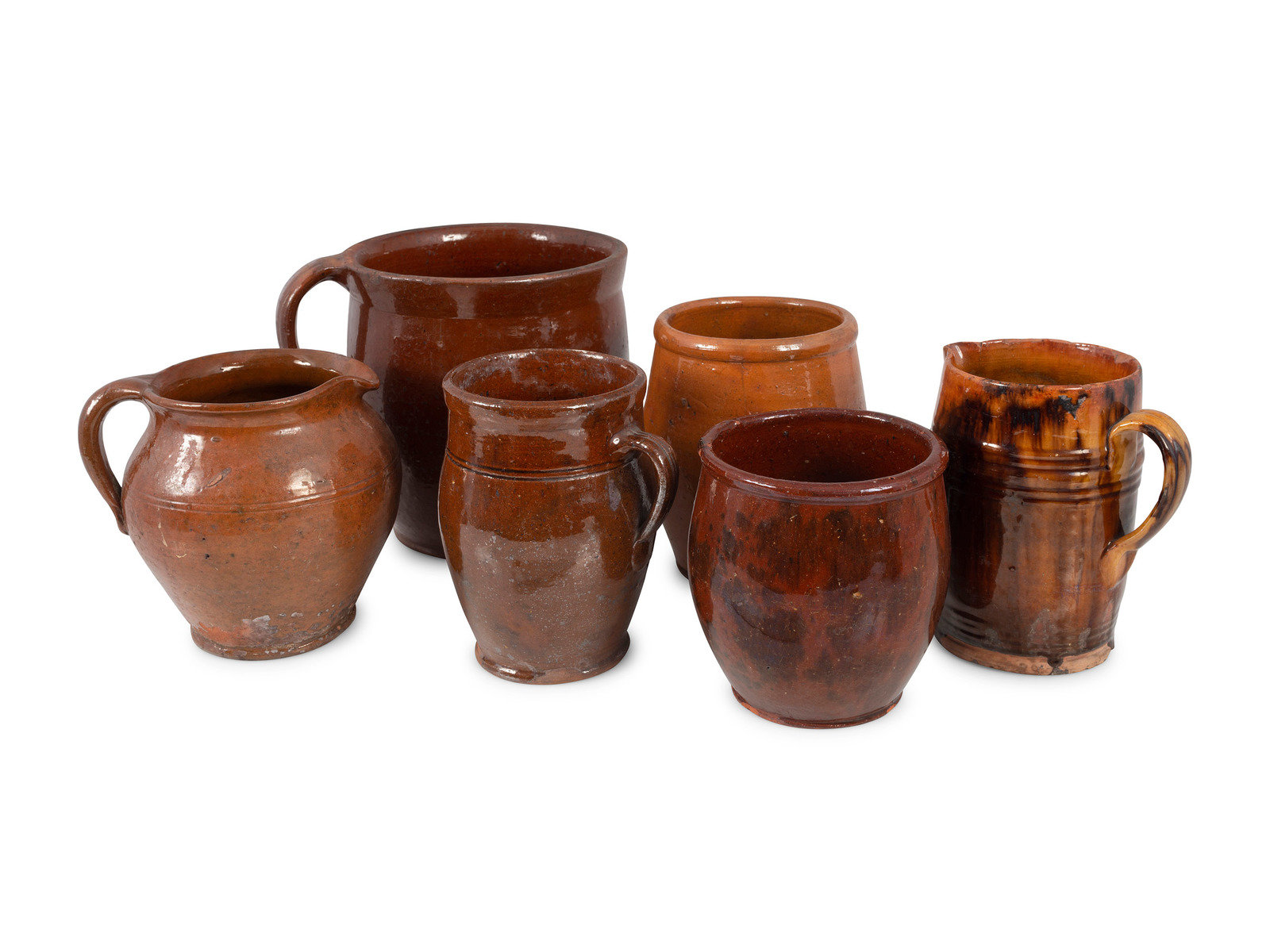 Six Redware Vessels | Barnebys